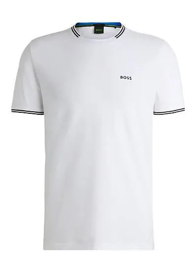 BOSS Logo-print Short-sleeve Cotton T-shirt - Natural