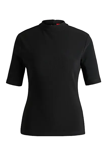 Hugo High-neck Stretch-jersey Top - Black