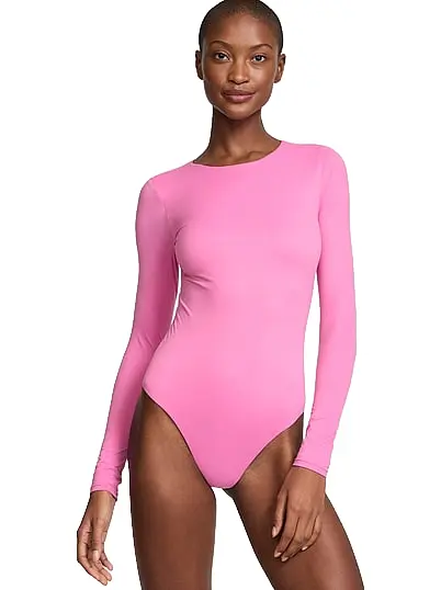 Victoria's Secret Bodywear Long-sleeve Bodysuit - Pink