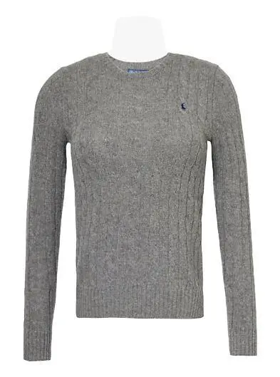 Ralph Lauren Logo-embroidered Cable-knit Wool And Cashmere Jumper - Battalion Grey Heather