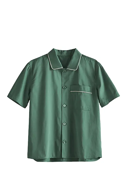 HAY Outline Contrast-trim Cotton Pyjama Shirt - Emerald Green