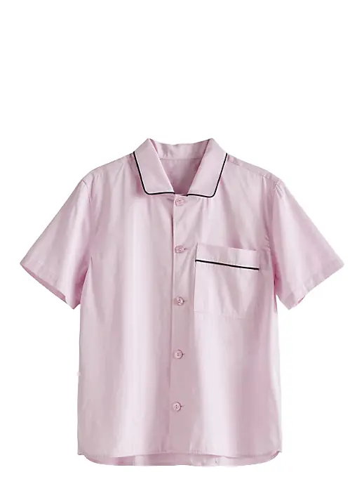 HAY Outline Contrast-trim Cotton Pyjama Shirt - Soft Pink