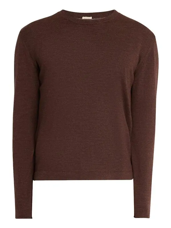 Massimo Alba Mouline Wool Crewneck Sweater - Cacao