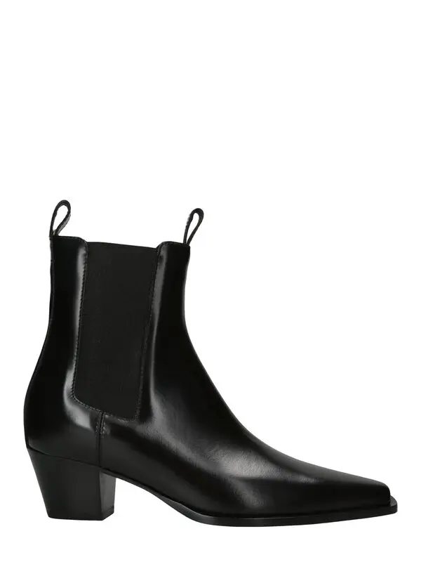 TOTEME Leather City Ankle Boots - Black