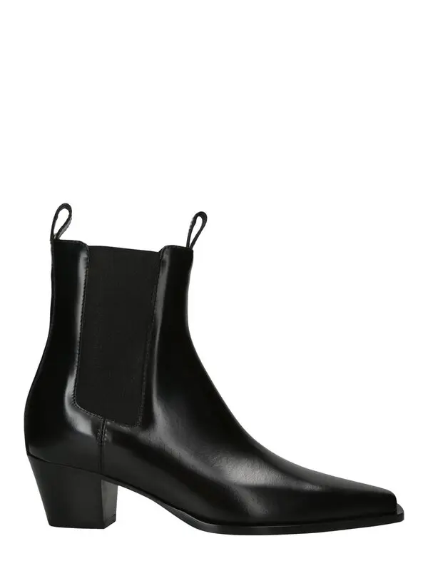 TOTEME Leather City Ankle Boots 50 - Black