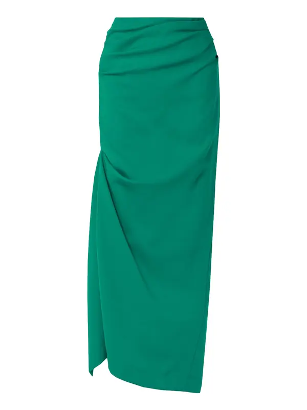 Christopher John Rogers Asymmetric Woven Maxi Skirt - Jade