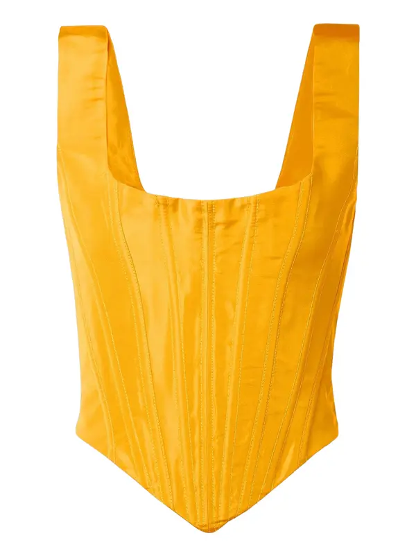 Christopher John Rogers Silk-faille Bustier Top - Saffron