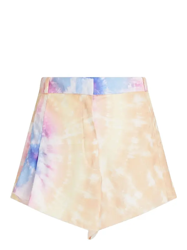 Rabanne Pleated Tie-dyed Satin Shorts - Pastel Orange