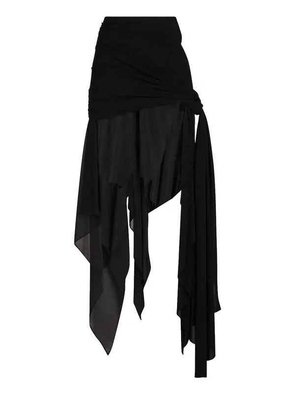 MUGLER Jersey-paneled Maxi Skirt - Black