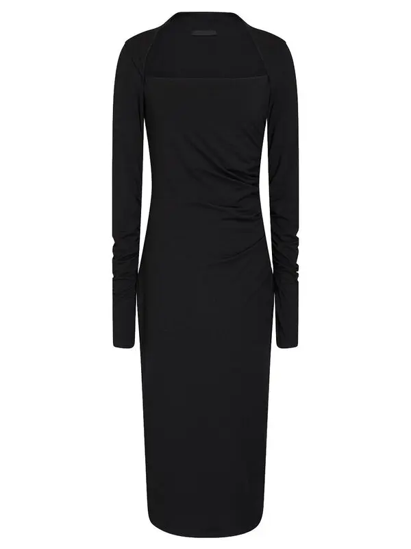 Helmut Lang Ruched Stretch-jersey Midi Dress - Black