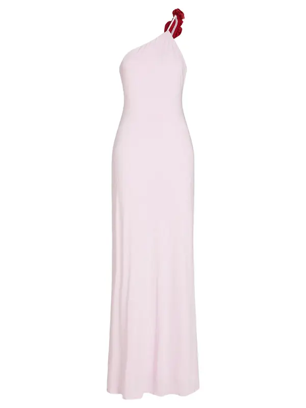 Magda Butrym One-shoulder Jersey Maxi Gown - Baby Pink