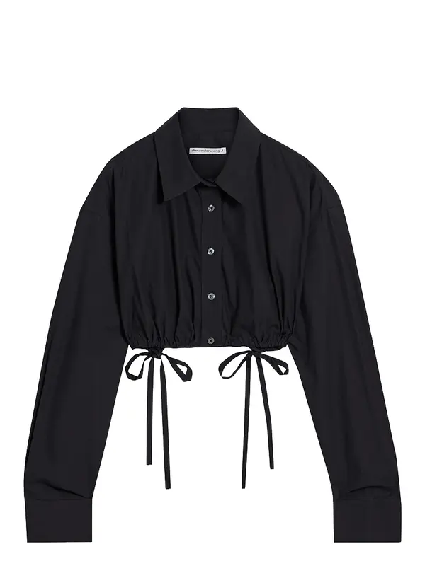 Alexander Wang Cropped Cotton-poplin Shirt - Black