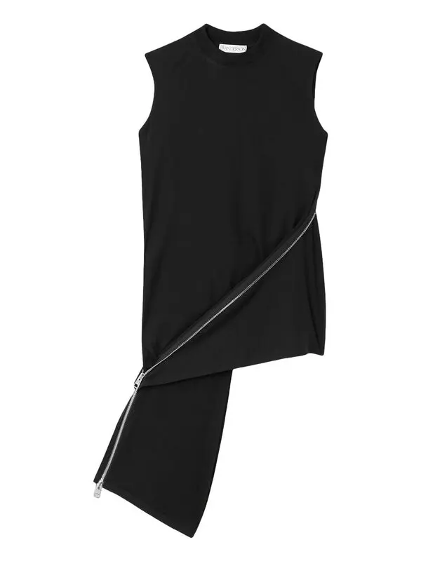 JW Anderson Asymmetric Zip-detailed Jersey Tank - Black