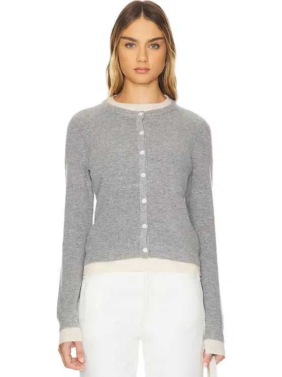 Line & Dot Hutch Double Layer Cardigan - Heather Grey
