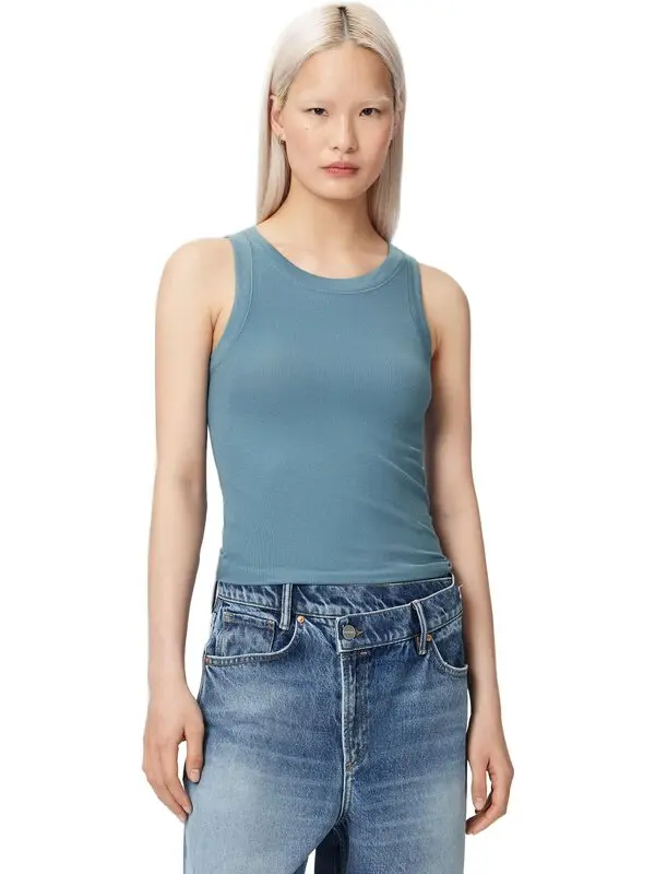 ALLSAINTS Rina Crew Neck Sleeveless Ribbed Tank Top - Dark Blue