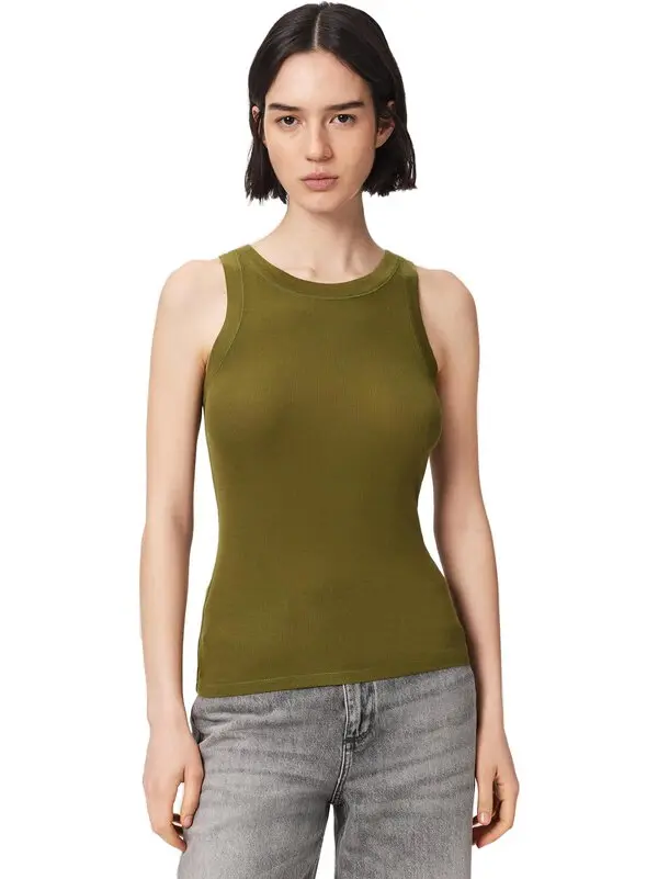 ALLSAINTS Rina Crew Neck Sleeveless Ribbed Tank Top - Green