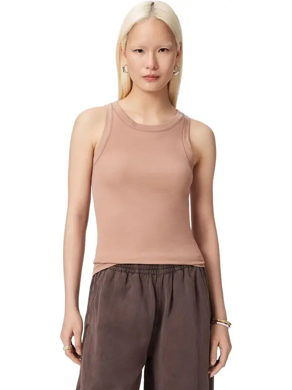ALLSAINTS Rina Ribbed Crew Neck Sleeveless Tank Top - Pink