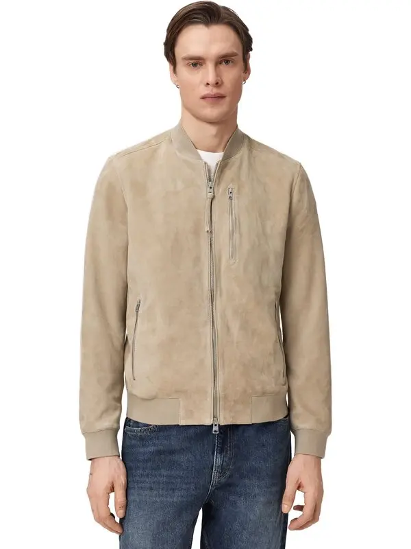 ALLSAINTS Kemble Suede Bomber Jacket - Brown