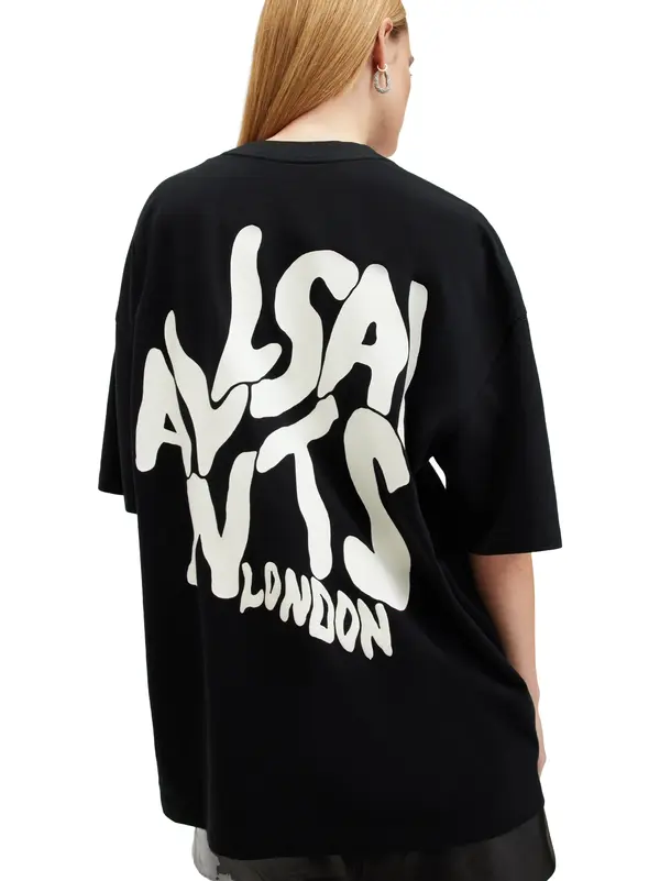 ALLSAINTS Orlando Logo Oversized T-shirt - Black / White