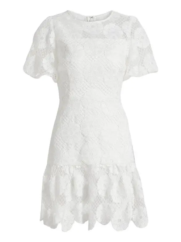 MILLY Yasmin Lace Minidress - White