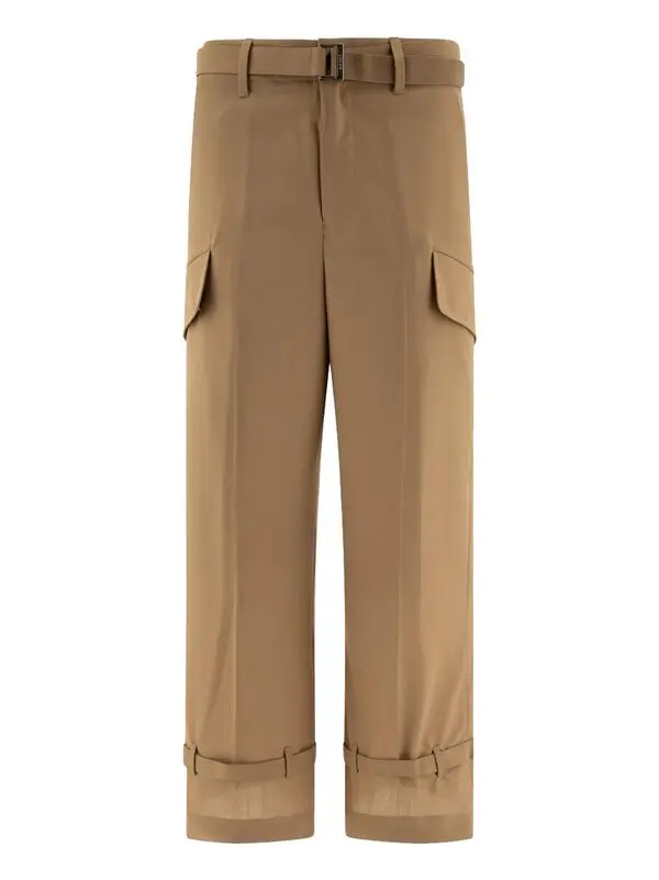 Sacai Belted Wide Leg Trousers - Beige