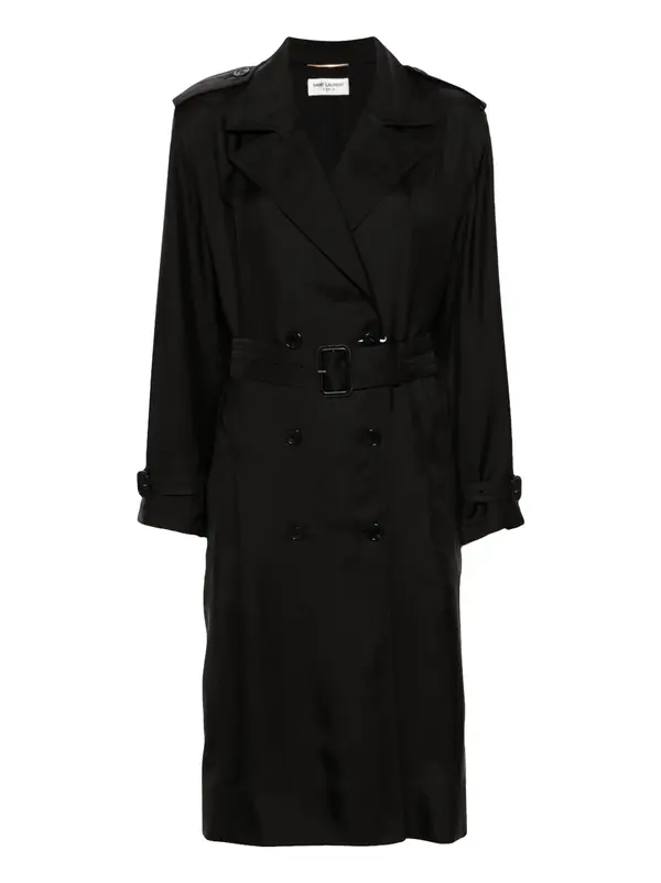 Saint Laurent Silk Trench Coat - Black