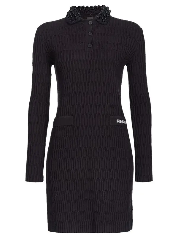 Pinko Knitted Mini Dress - Black