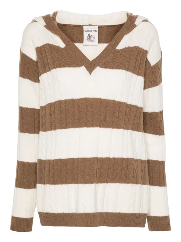 SEMICOUTURE Striped Wool-blend Sweater - White