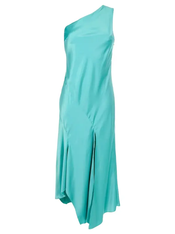 LETHICIA BRONSTEIN Asymmetric Satin Maxi Dress - Blue