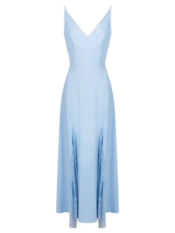 LETHICIA BRONSTEIN Georgia Lace-panel Maxi Dress - Blue