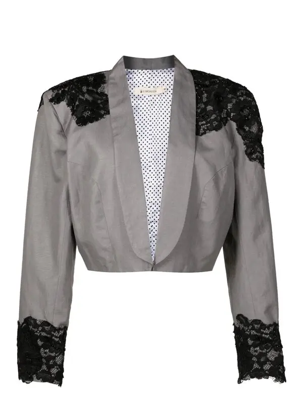 LETHICIA BRONSTEIN Lace-detail Linen Blazer - Grey