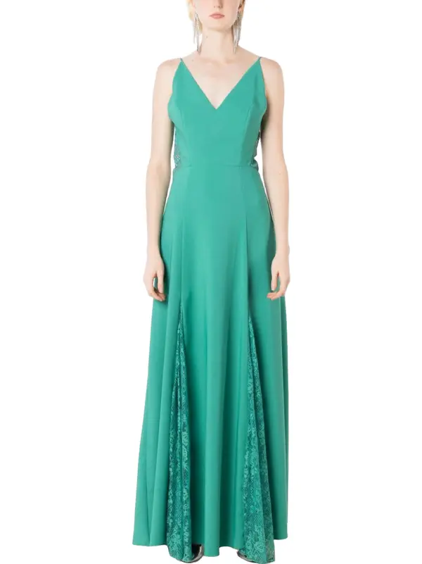 LETHICIA BRONSTEIN Georgia Lace-panel Maxi Dress - Green
