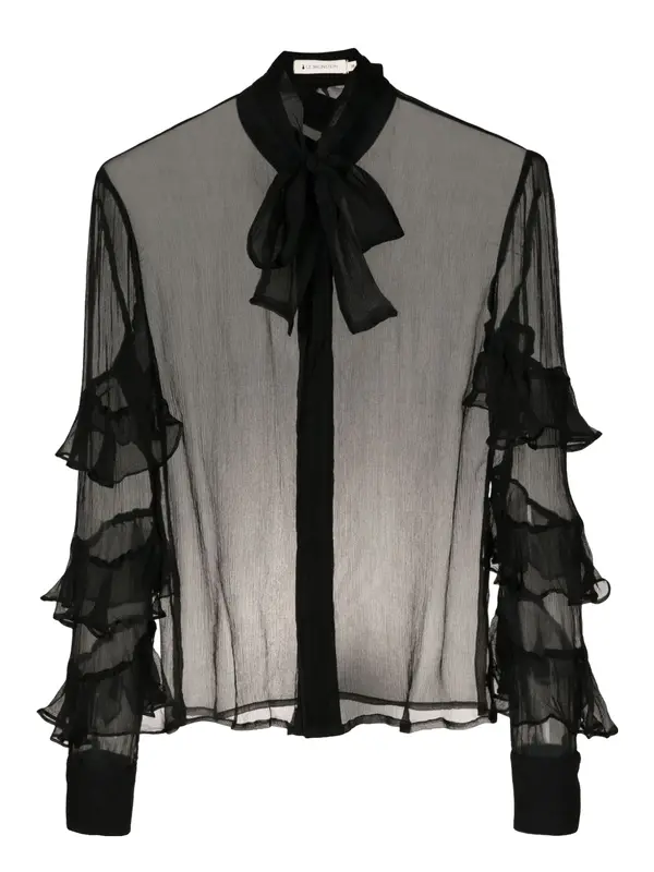 LETHICIA BRONSTEIN Adrian Ruffle-detail Shirt - Black