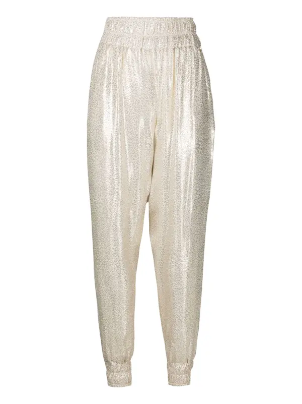 LETHICIA BRONSTEIN Bibiana Foiled Tapered Trousers - Gold