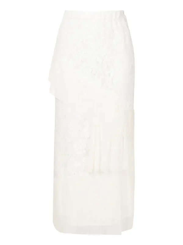 LETHICIA BRONSTEIN Corded-lace Midi Skirt - White