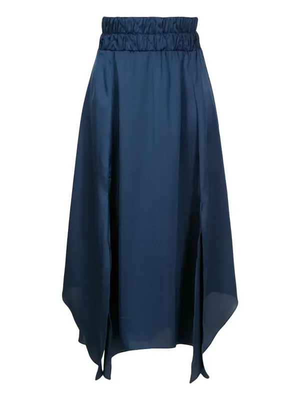 LETHICIA BRONSTEIN Bardot Asymmetric Hem Midi Skirt - Blue