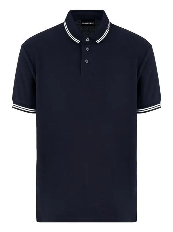 Emporio Armani Logo-collar Polo Shirt - Blue