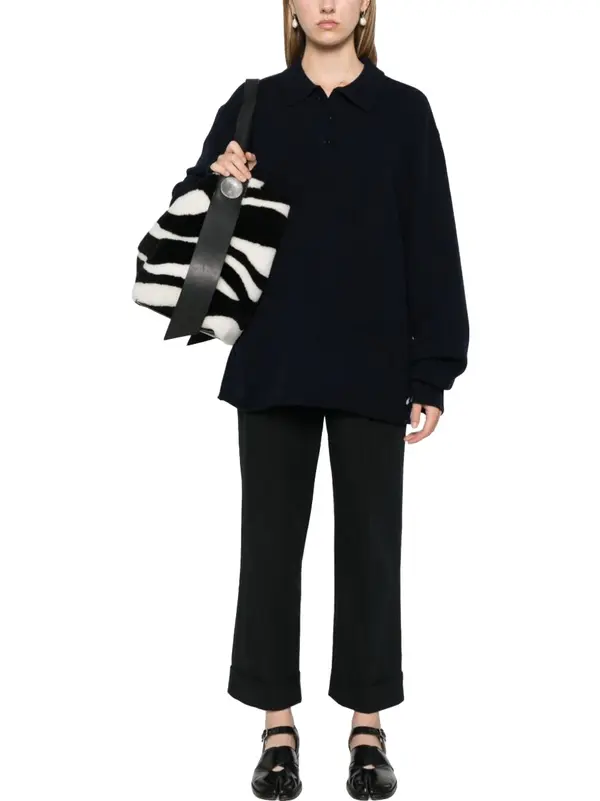 Extreme Cashmere Decorative-stitching Polo Sweater - Blue