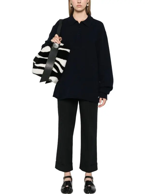 Extreme Cashmere Decorative-stitching Polo Sweater - Blue