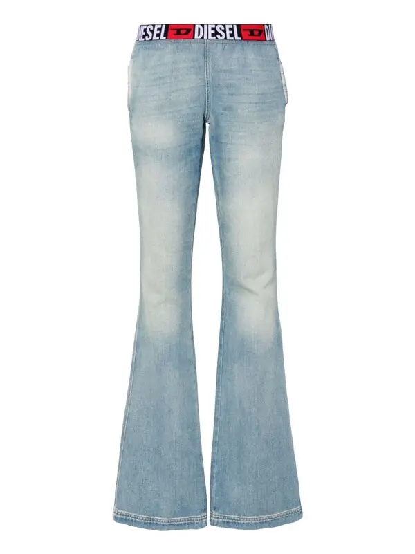 DIESEL® Logo Waistband Bootcut Jeans - Blue