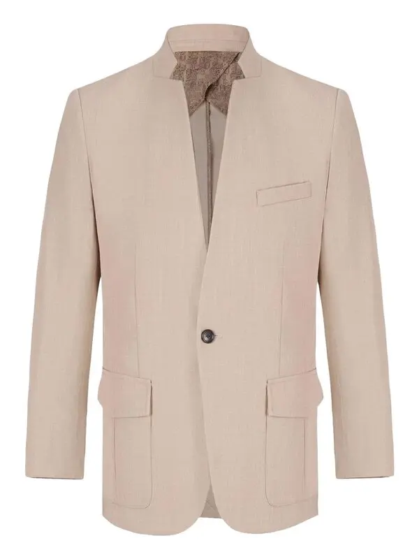 Shanghai Tang Stand-up Collar Blazer - Neutrals