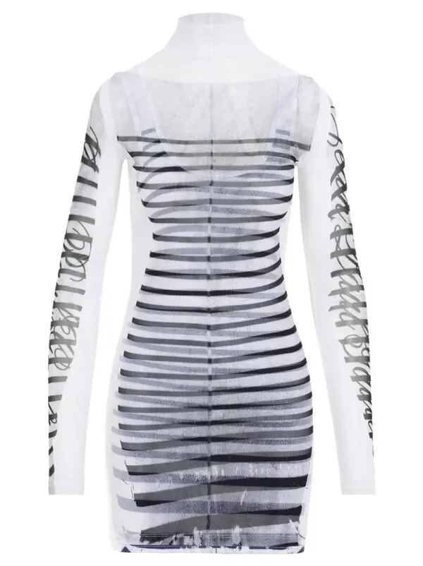 Jean Paul Gaultier Printed Mariniere Mini Dress - White
