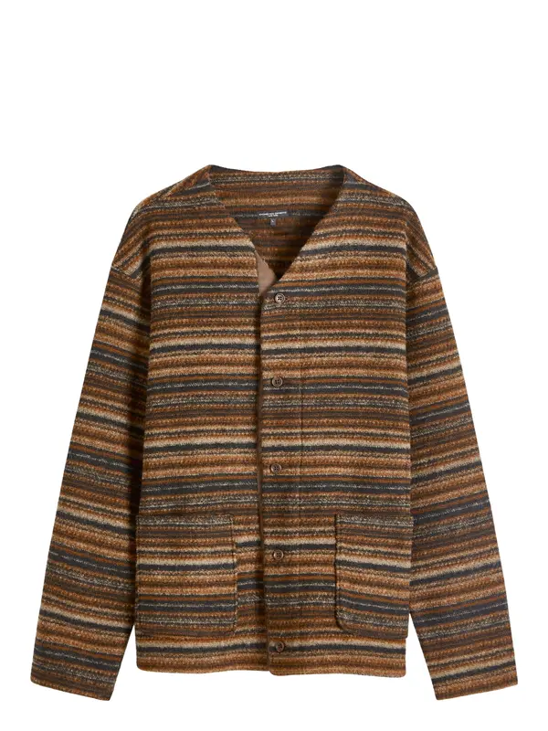 Engineered Garments Knit Cardigan - Brown Fair Isle Stripe