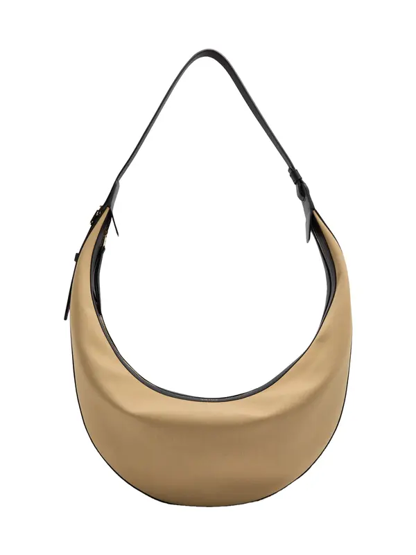 Khaite Augustina Paneled Canvas Hobo Bag - Beige