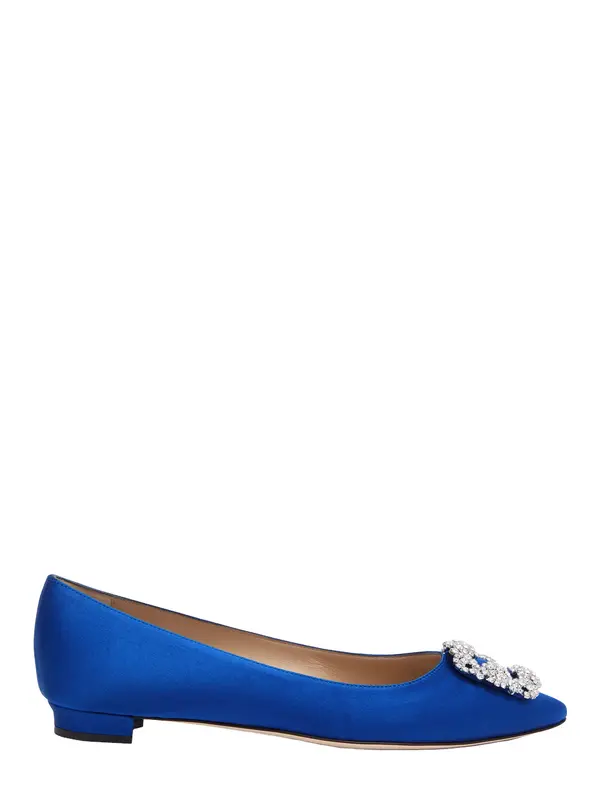 Manolo Blahnik Hangisiflat 10 Silk-satin Flats - Blue