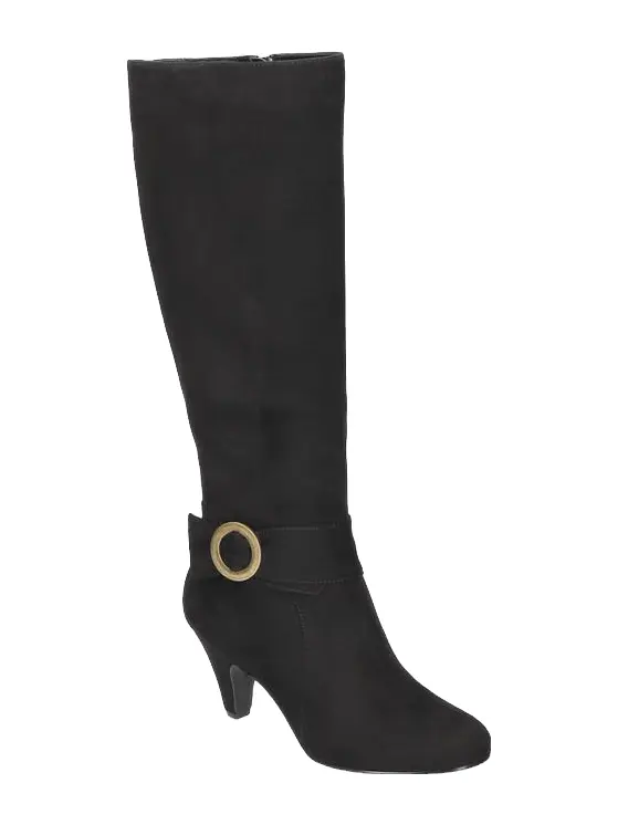 BELLA VITA Knee High Boot With Buckle - Black Suede