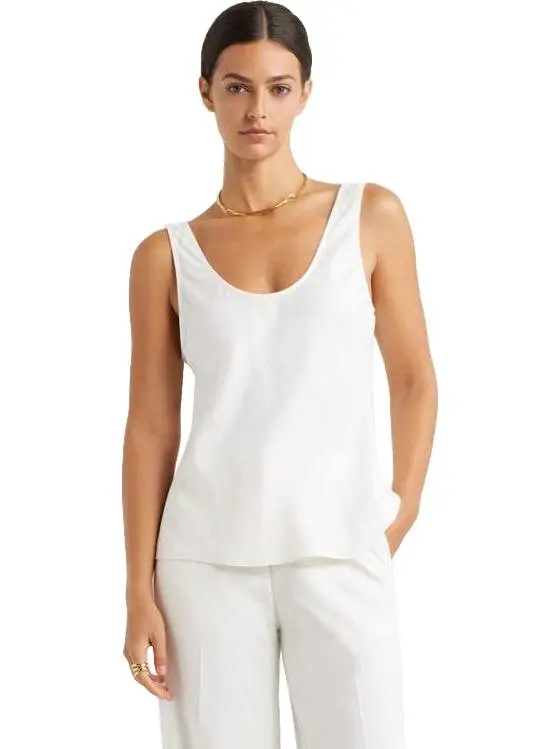Nordstrom Satin Scoop Neck Tank - Ivory Tofu
