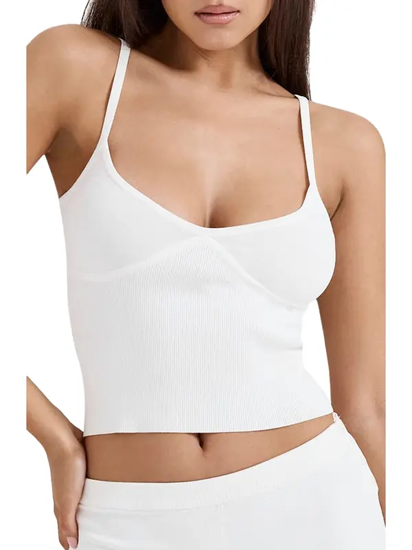 House Of Cb Summer Rib Crop Top - Cloud Dancer