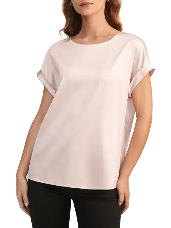 Lilysilk Short Sleeve Silk Tee - Pale Pink
