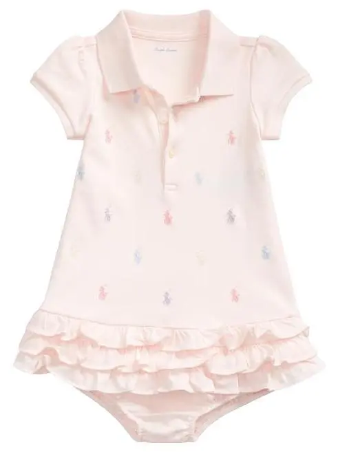Ralph Lauren Cupcake Embroidered Polo Dress & Bloomers Set - Delicate Pink